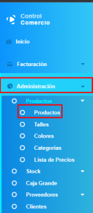Productos - Control Comercio